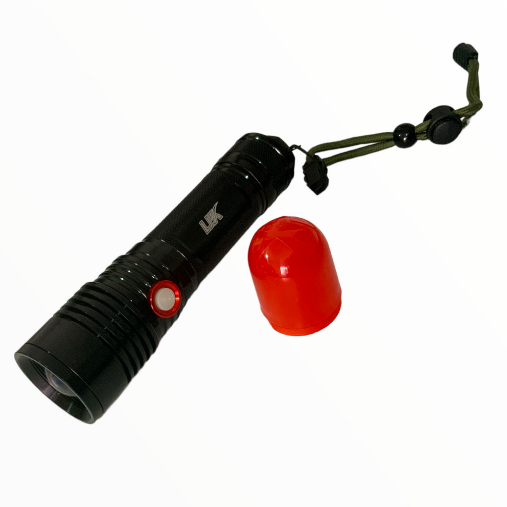 Lampara LED P50 5000 lms 5 pasos cono efecto rojo y rompe vidrios USB ...