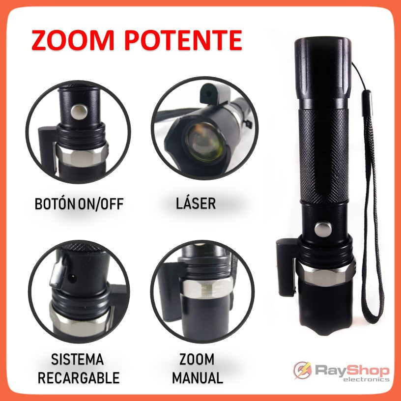 Lámpara Táctica 2000 Lms Zoom Laser Led Cree R3, Swat Cd119 – RayShop ...